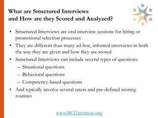 Developing, Validating, and Analyzing Structured Interviews (Overview ...