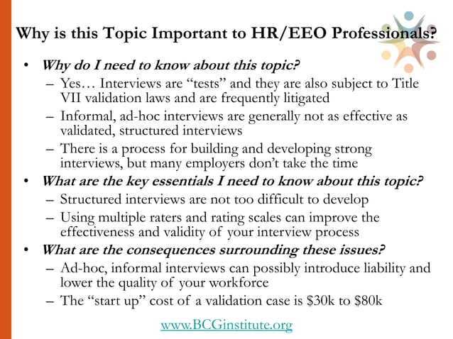 Developing, Validating, and Analyzing Structured Interviews (Overview ... Developing, Validating, and Analyzing Structured Interviews (Overview ...