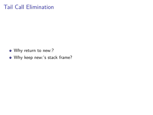 Tail Call Elimination in Open Smalltalk | PDF