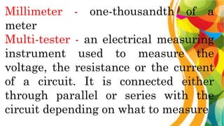 7- TLE Electrical Maintenance and Inastallation LESSON 2.pptx