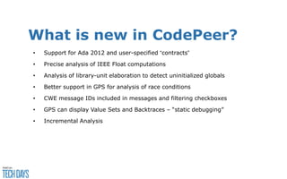 Tech Days 2015: CodePeer - Introduction and Examples of Use | PPT