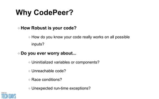 Tech Days 2015: CodePeer - Introduction and Examples of Use | PPT