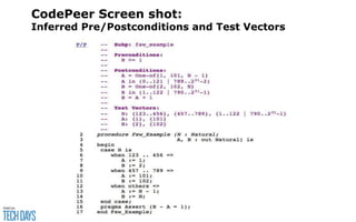 Tech Days 2015: CodePeer - Introduction and Examples of Use | PPT