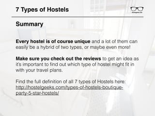 7 Types of Hostels - Definitions by Hostelgeeks | PPT