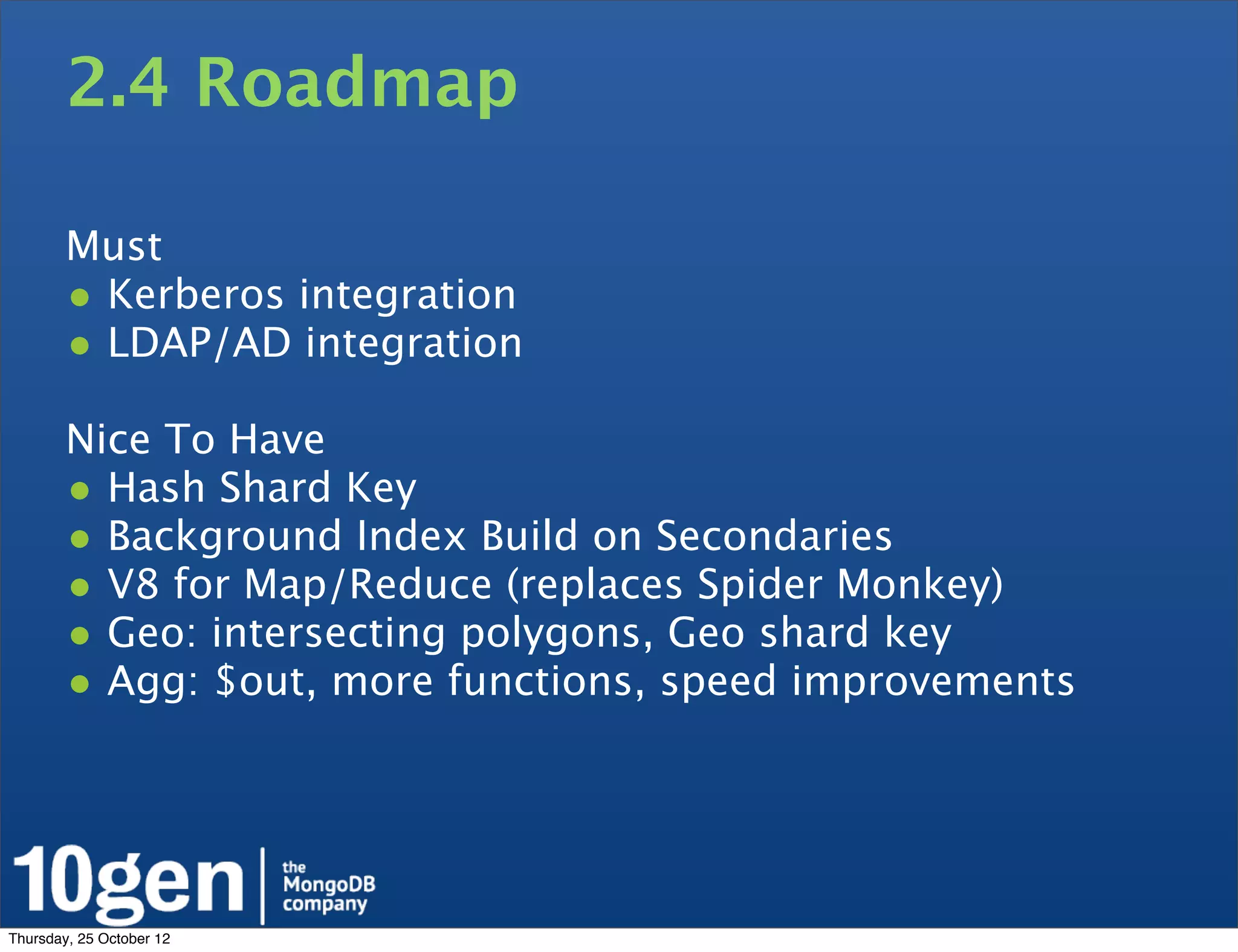 MongoDB Use Cases and Roadmap | PDF