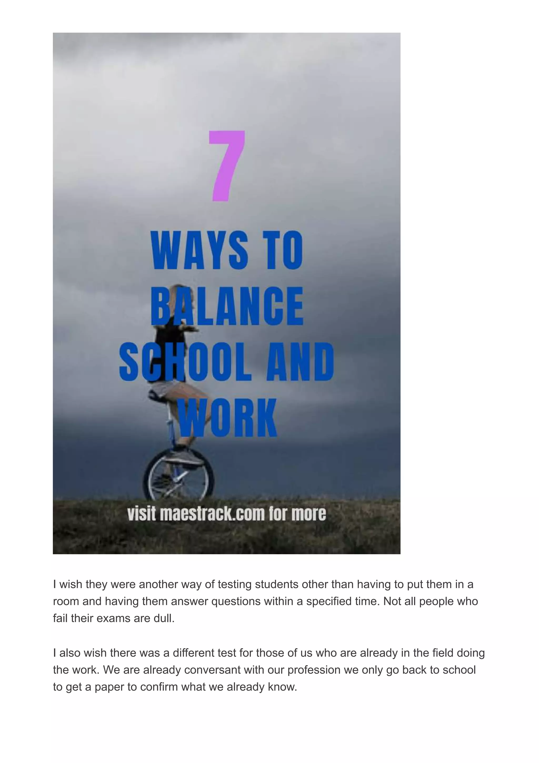 7 Ways To Balance School and Work | PDF