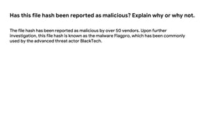 Investigation Findings. Protocols and hash findings | PPT