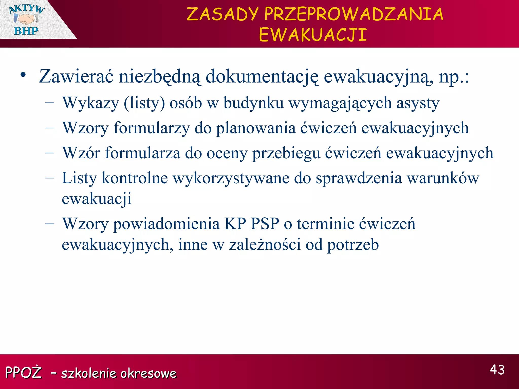 7. zasady przeprowadzania ewakuacji | PPT