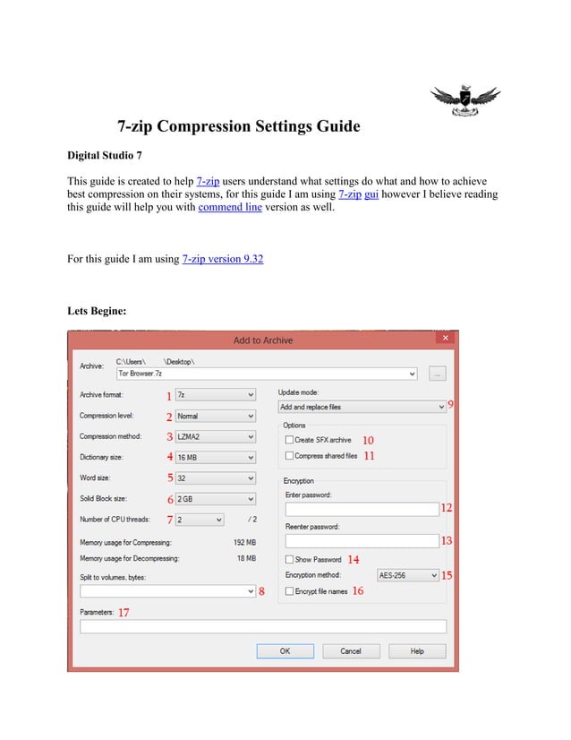 7-zip compression settings guide | PDF