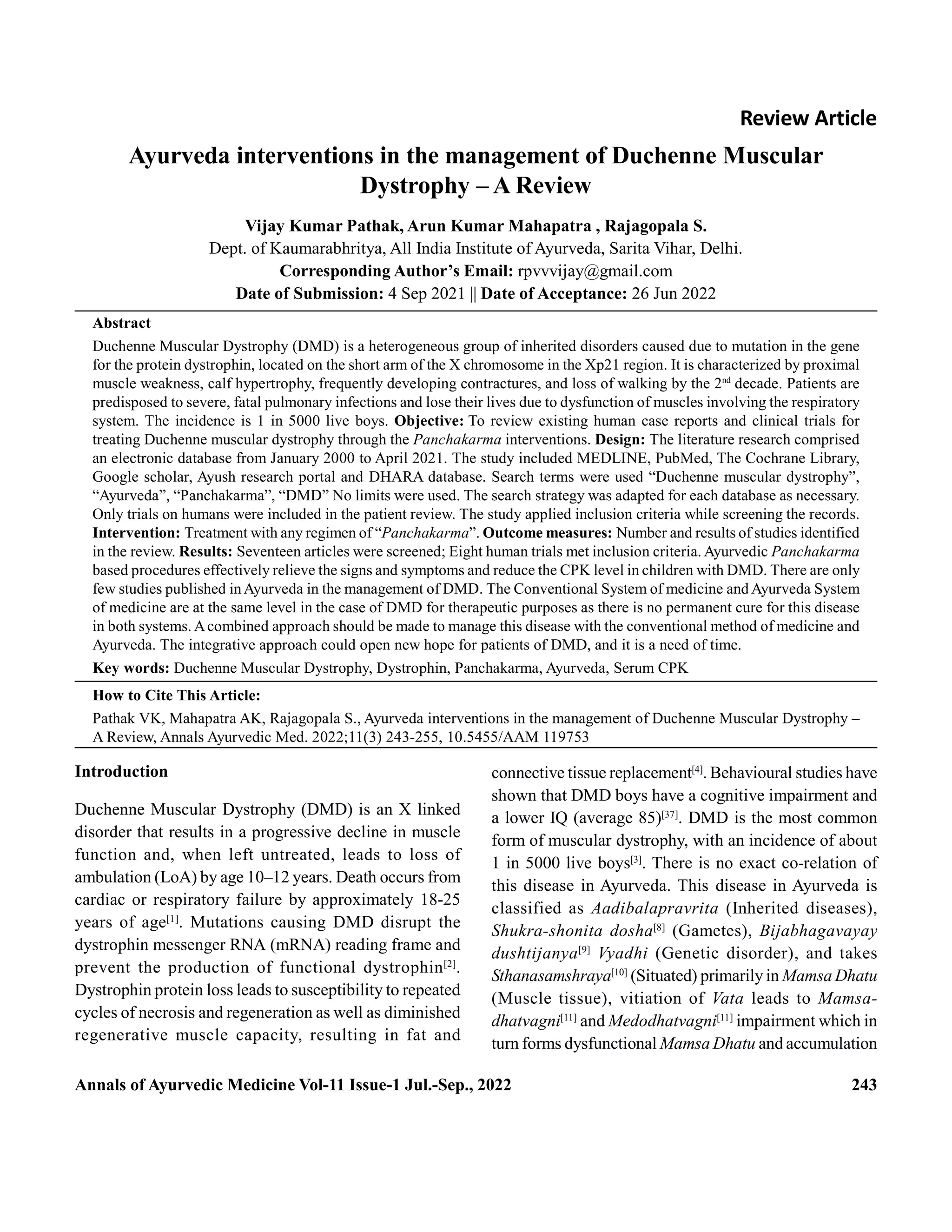 DMD in Ayurveda | PDF