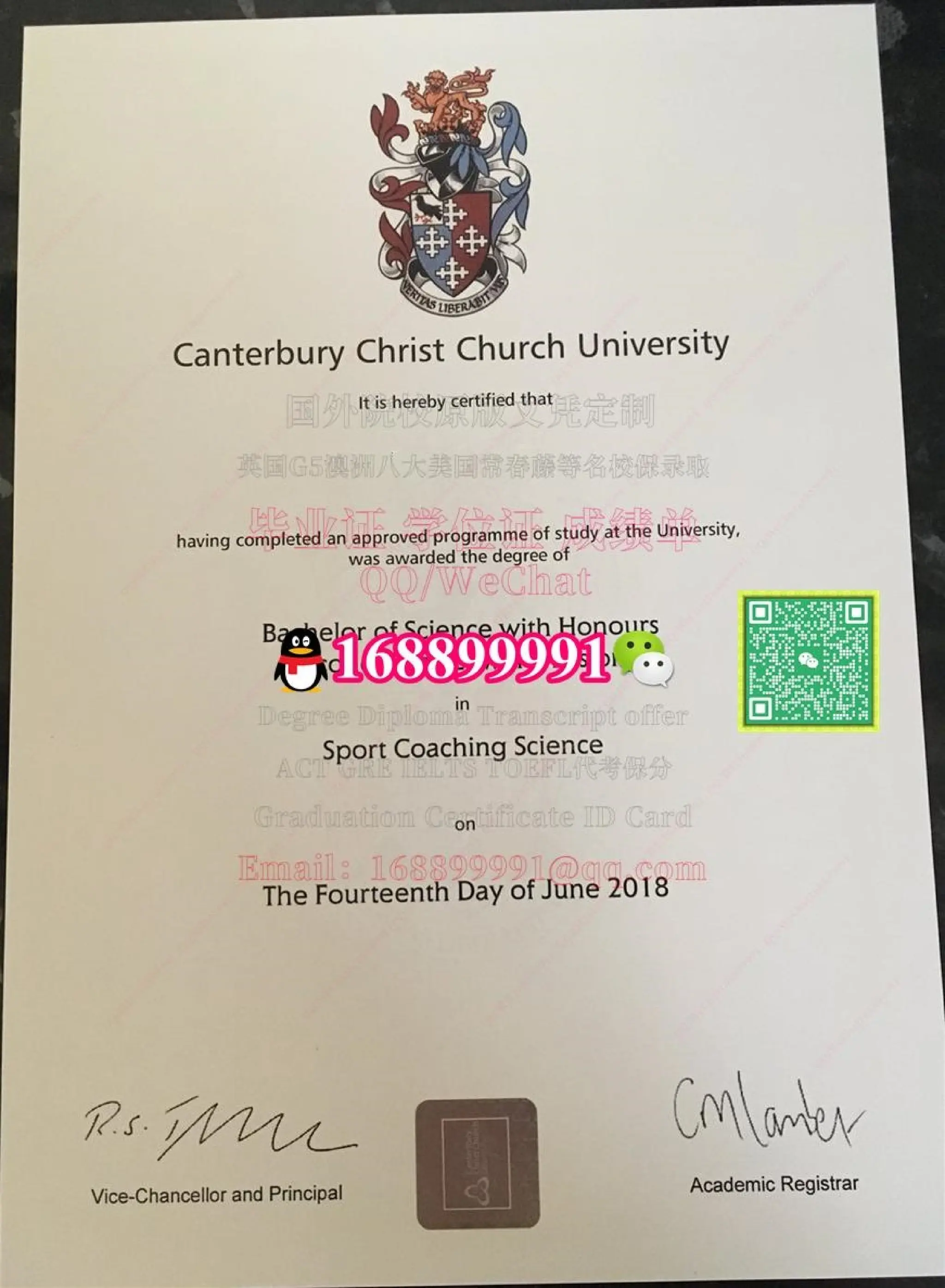 Canterbury Christ Church University degree offer diploma Transcript | PDF