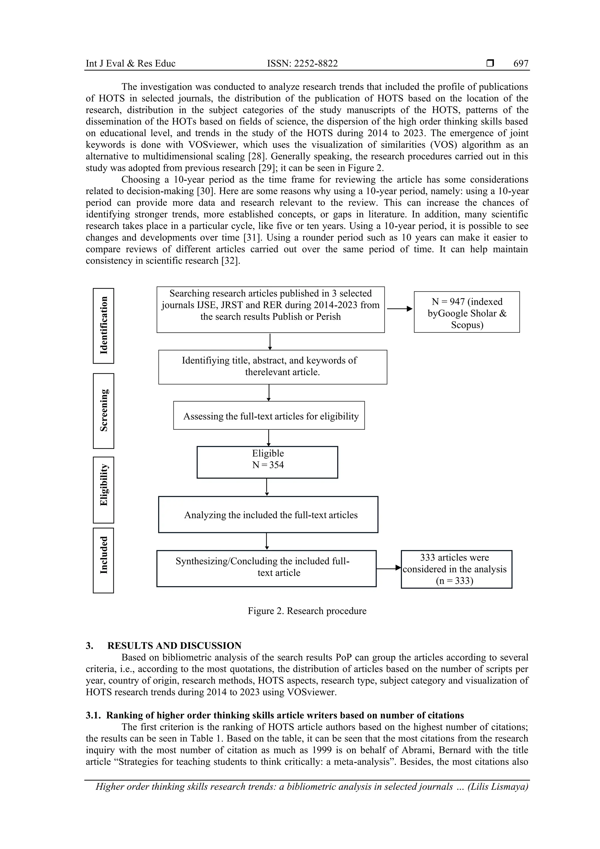 Higher order thinking skills research trends: a bibliometric analysis ...