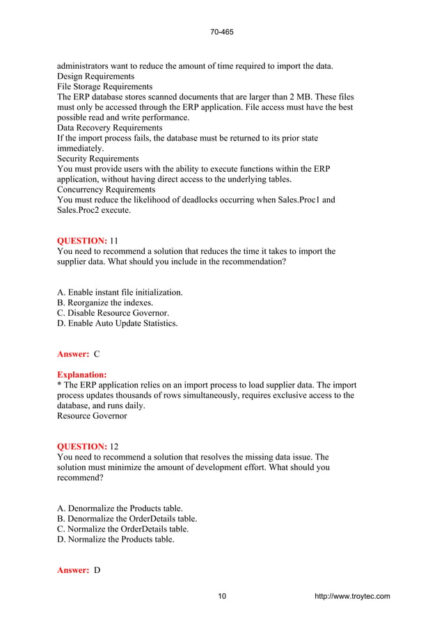 Designing Database Solutions For Microsoft Sql Server 2012 2012 Microsoft 70 465 Updated Pdf 