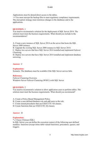 Designing Database Solutions for Microsoft SQL Server 2012 2012 Microsoft 70-465 Updated PDF ...