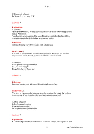 Designing Database Solutions for Microsoft SQL Server 2012 2012 Microsoft 70-465 Updated PDF ...