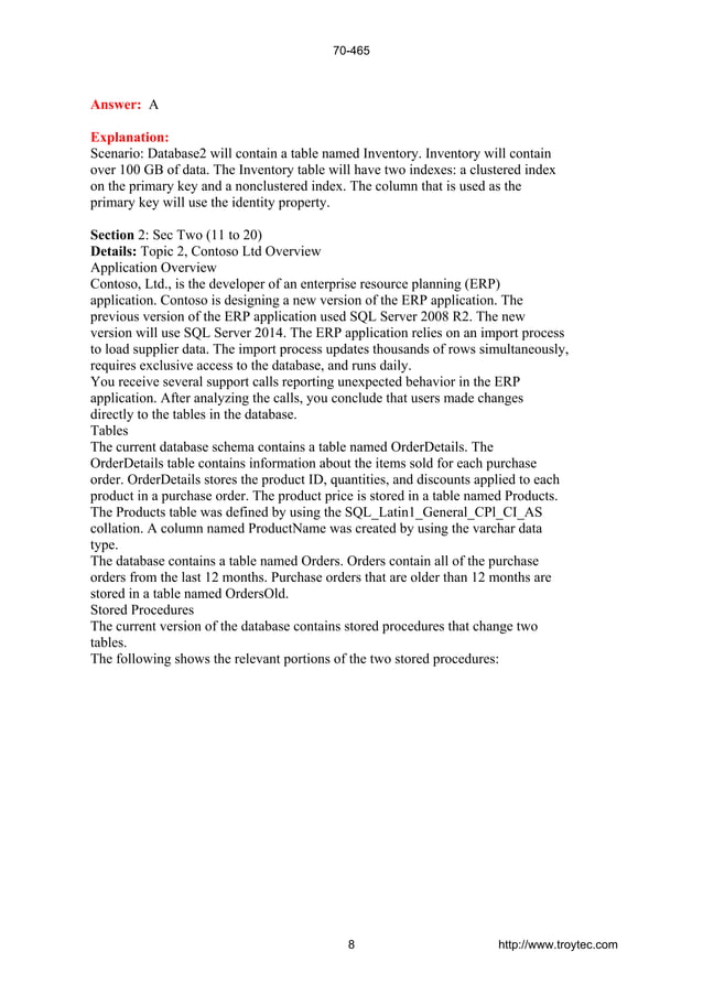 Designing Database Solutions for Microsoft SQL Server 2012 2012 Microsoft 70-465 Updated PDF ...