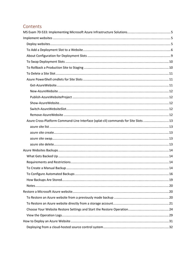 70 533 implementing microsoft azure infrastructure solutions Preparation Guide | PDF | Web ...