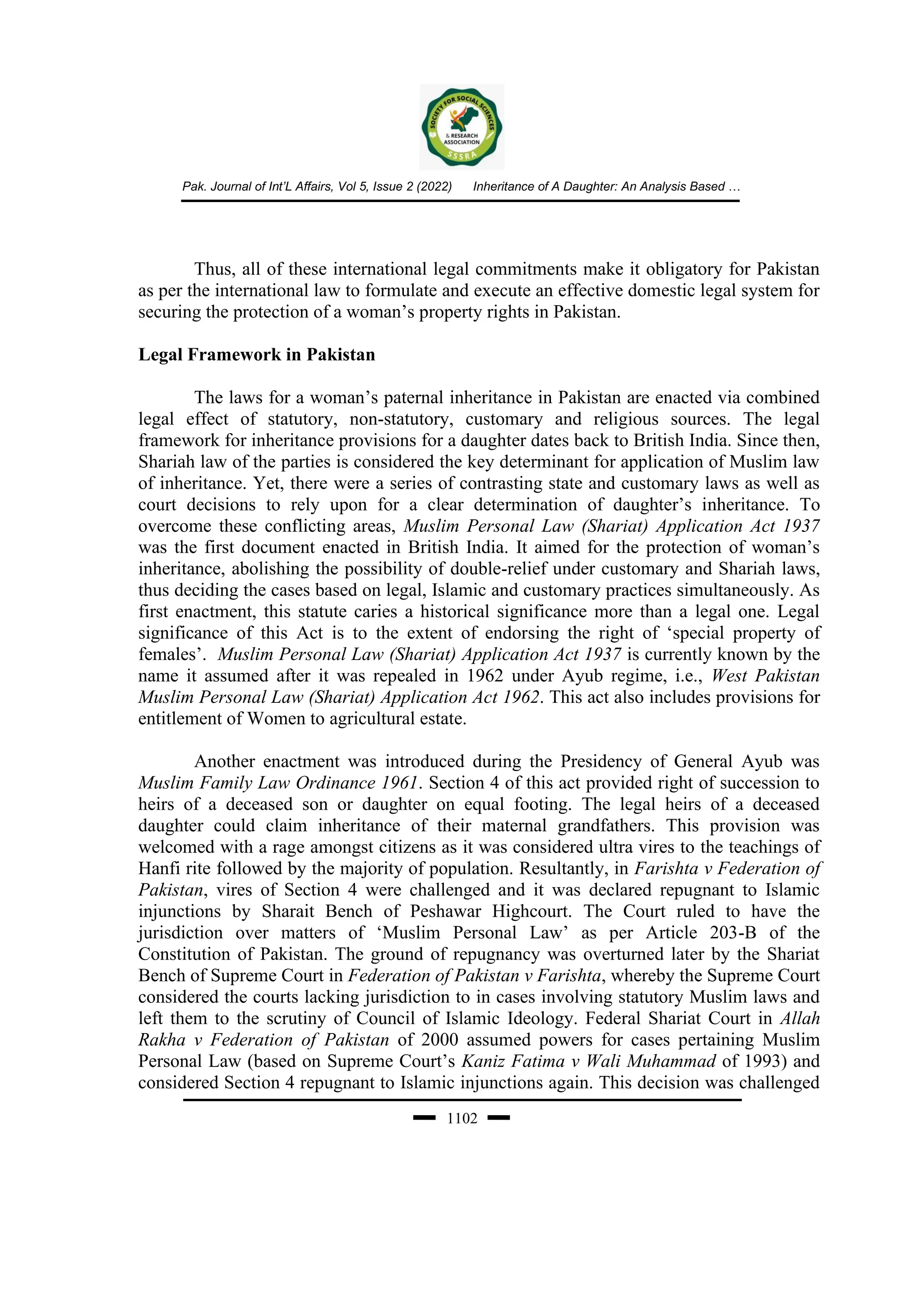 Inheritance of a Daughter - An Analysis Based on Islam & Laws Prevalent ...