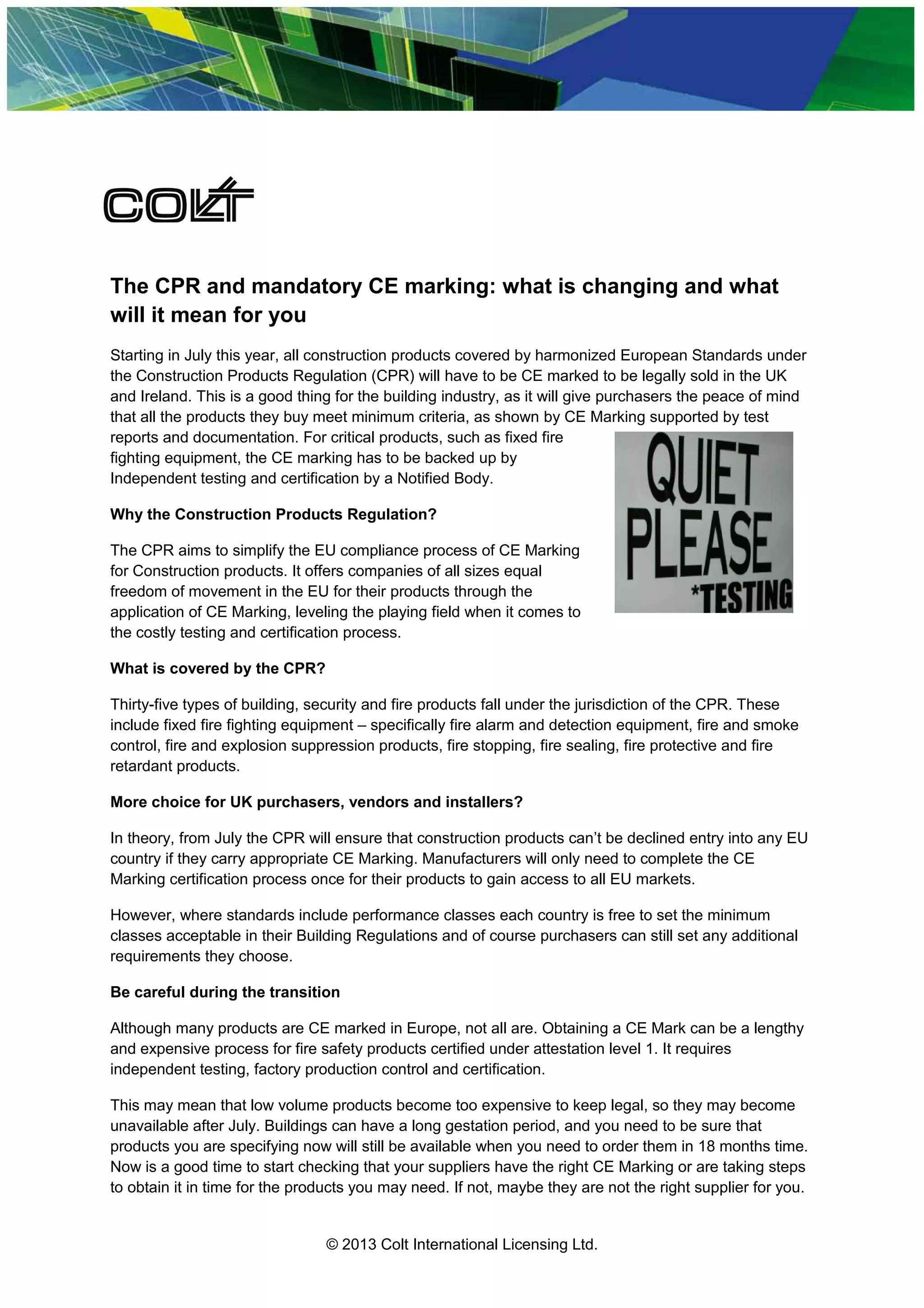 The CPR and mandatory CE marking: what is changing and what will it ...