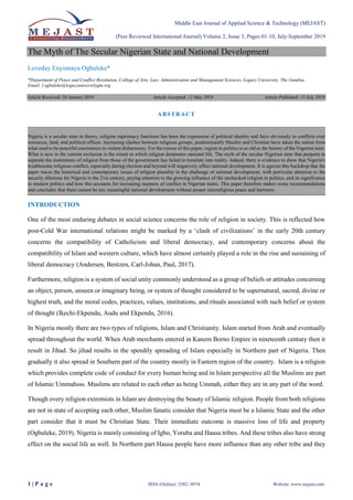 The Myth of The Secular Nigerian State and National Development | PDF
