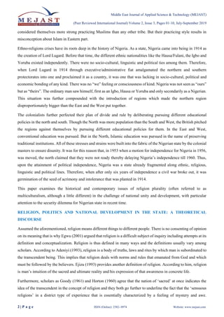 The Myth of The Secular Nigerian State and National Development | PDF
