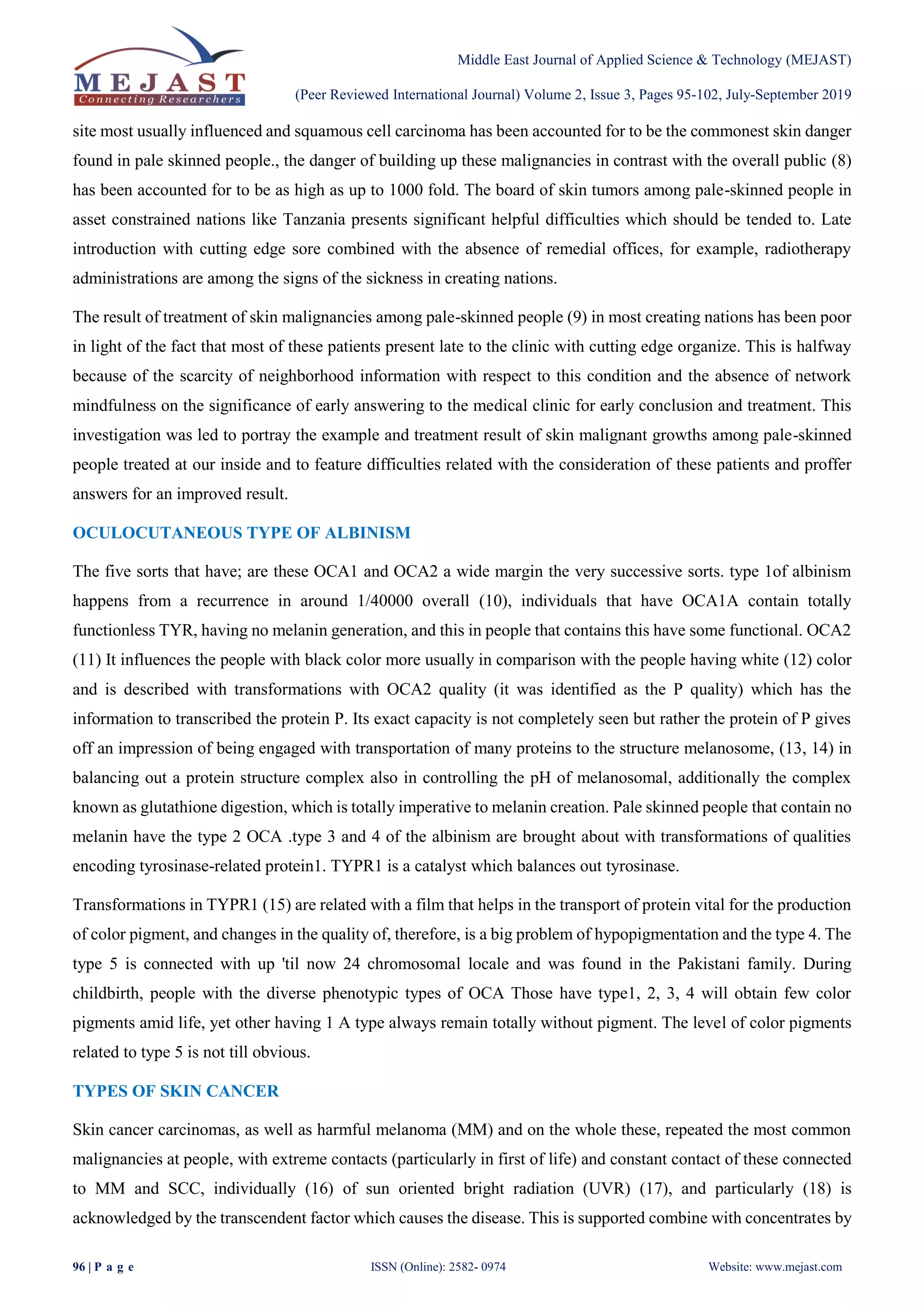 Oculocutaneous Albinism & Cutaneous Malignant Tumors | PDF