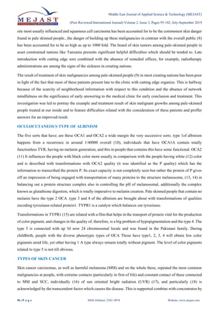 Oculocutaneous Albinism & Cutaneous Malignant Tumors | PDF