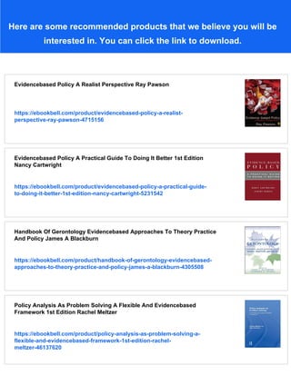 Evidencebased Policy A Realist Perspective 1st Edition Dr Ray Pawson | PDF