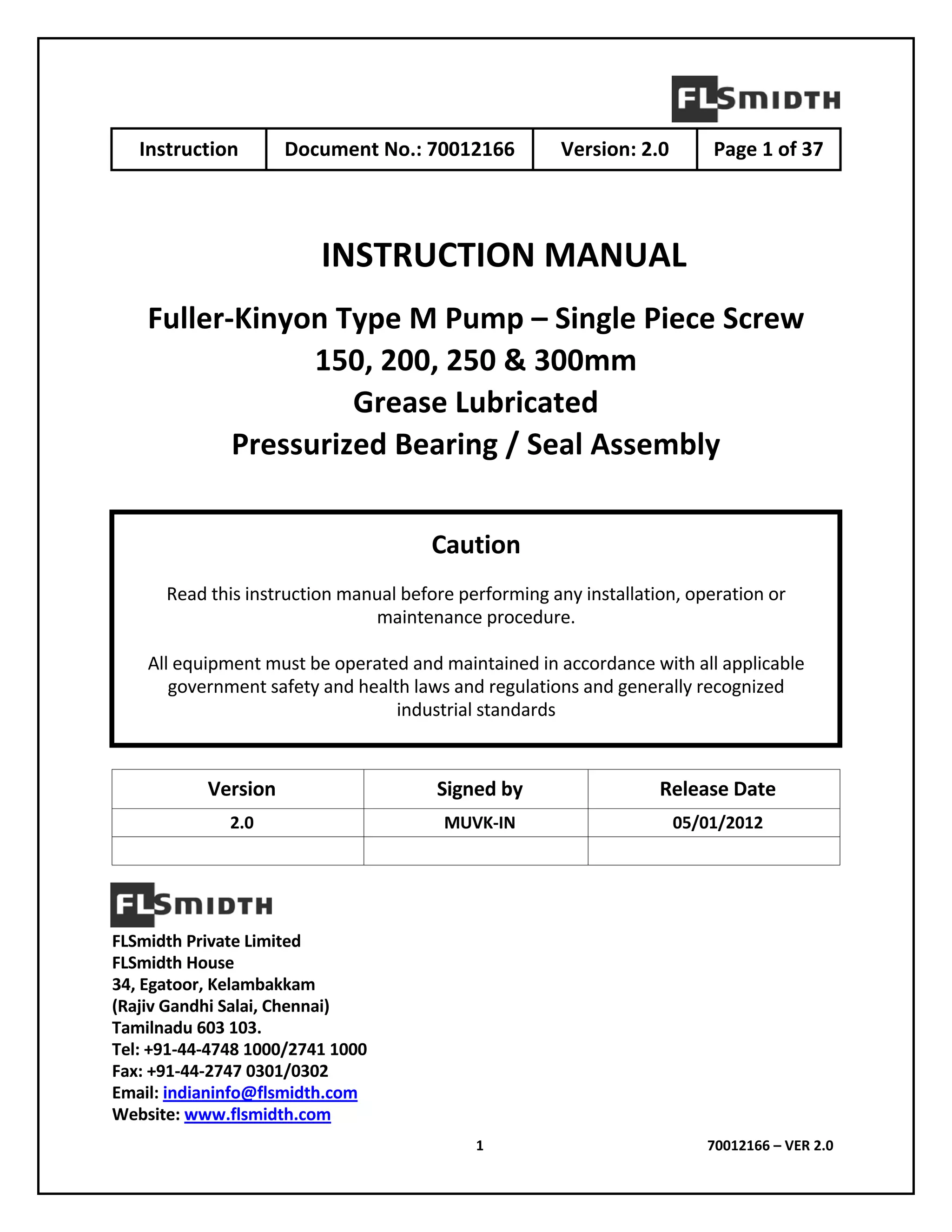 70012166 fk pump manual | PDF
