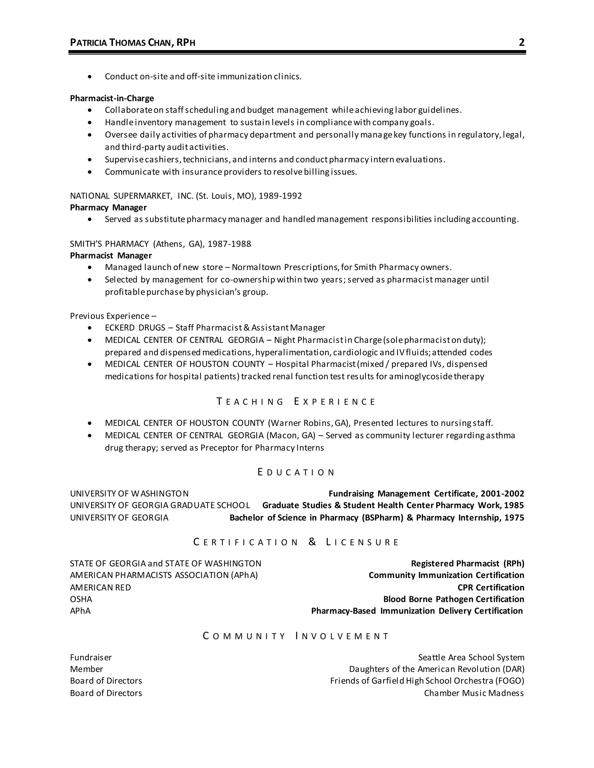 Patricia Thomas Chan RPh Resume 110513 | PDF