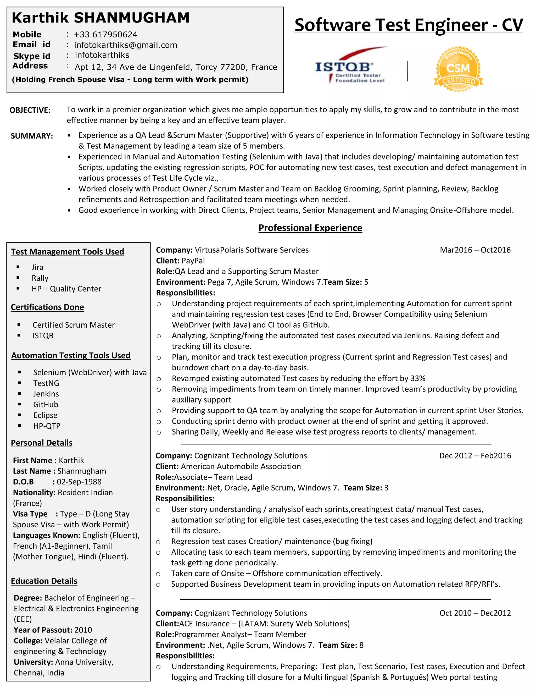 Quality Assurance_Karthik-CV | PDF