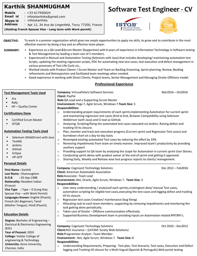 Quality Assurance_Karthik-CV | PDF