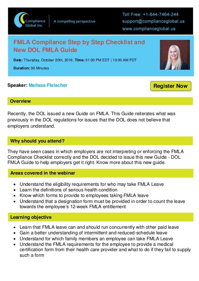 FMLA Compliance Step by Step Checklist and New DOL FMLA Guide - By Co…