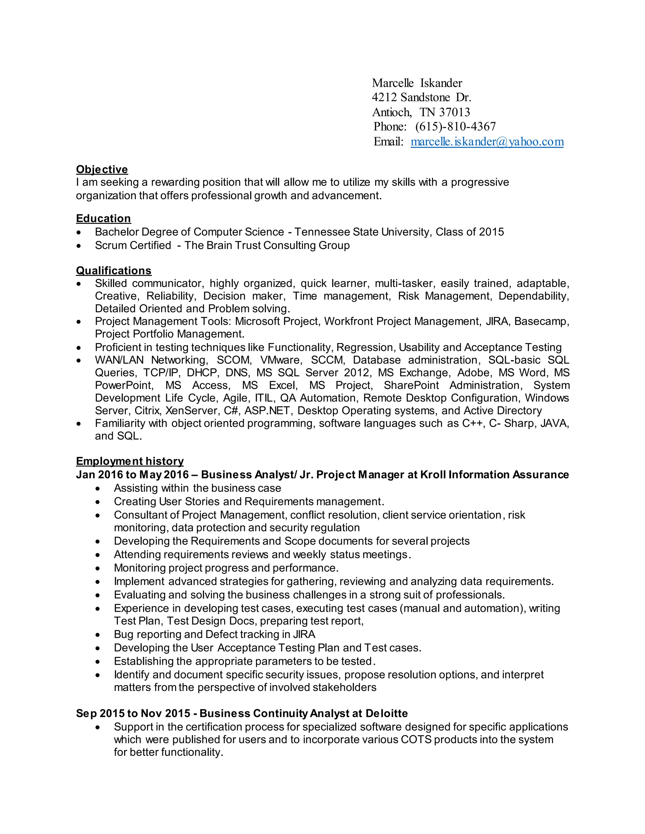 Marcelle Iskander updated resume | DOCX