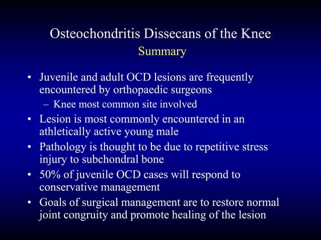 Osteocondritis disecante de rodilla juvenil | PPT | Death, Injury, or ...