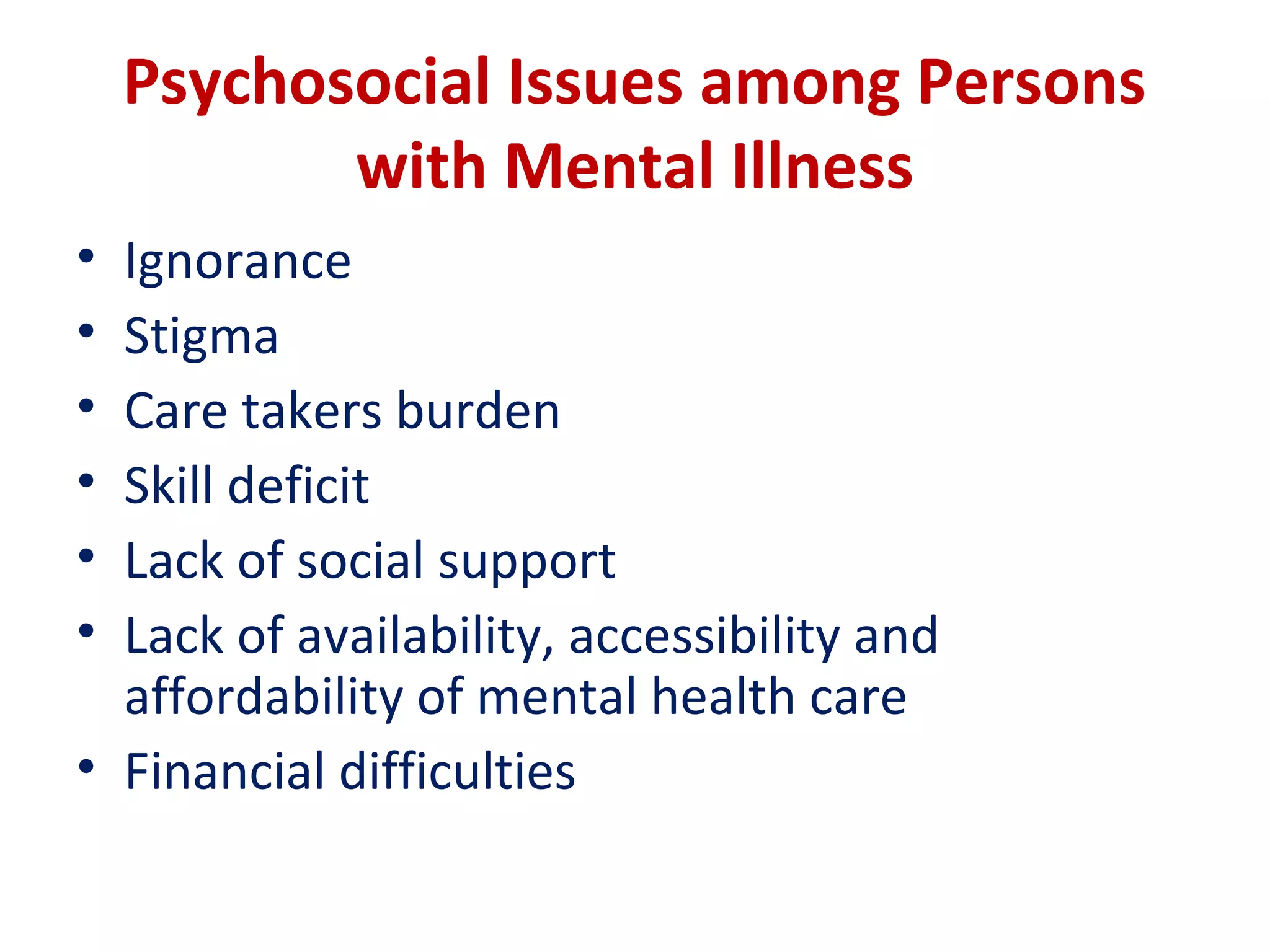 Psychosocial issues and Psychiatric Social Work Interventions in | PPT