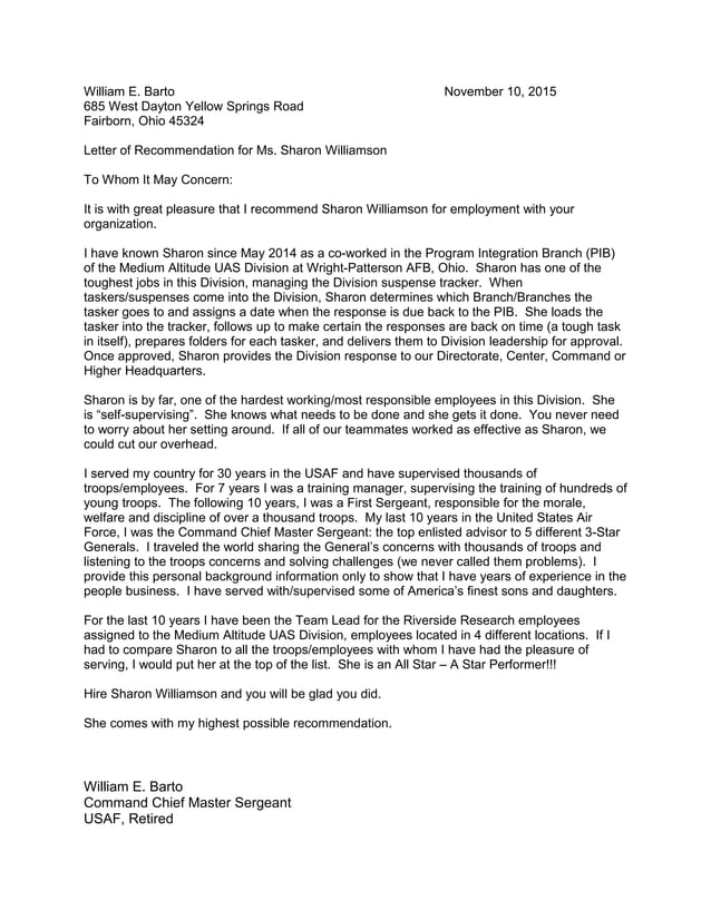 Letter of Recommendation for Ms Sharon Williamson_10 Nov 15 | PDF