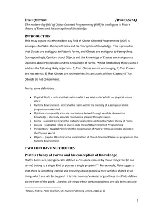 Philosophical Essay - Object Oriented Platonics | PDF