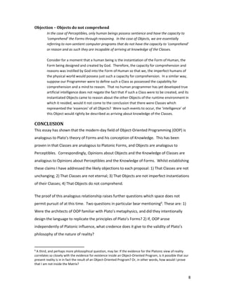 Philosophical Essay - Object Oriented Platonics | PDF