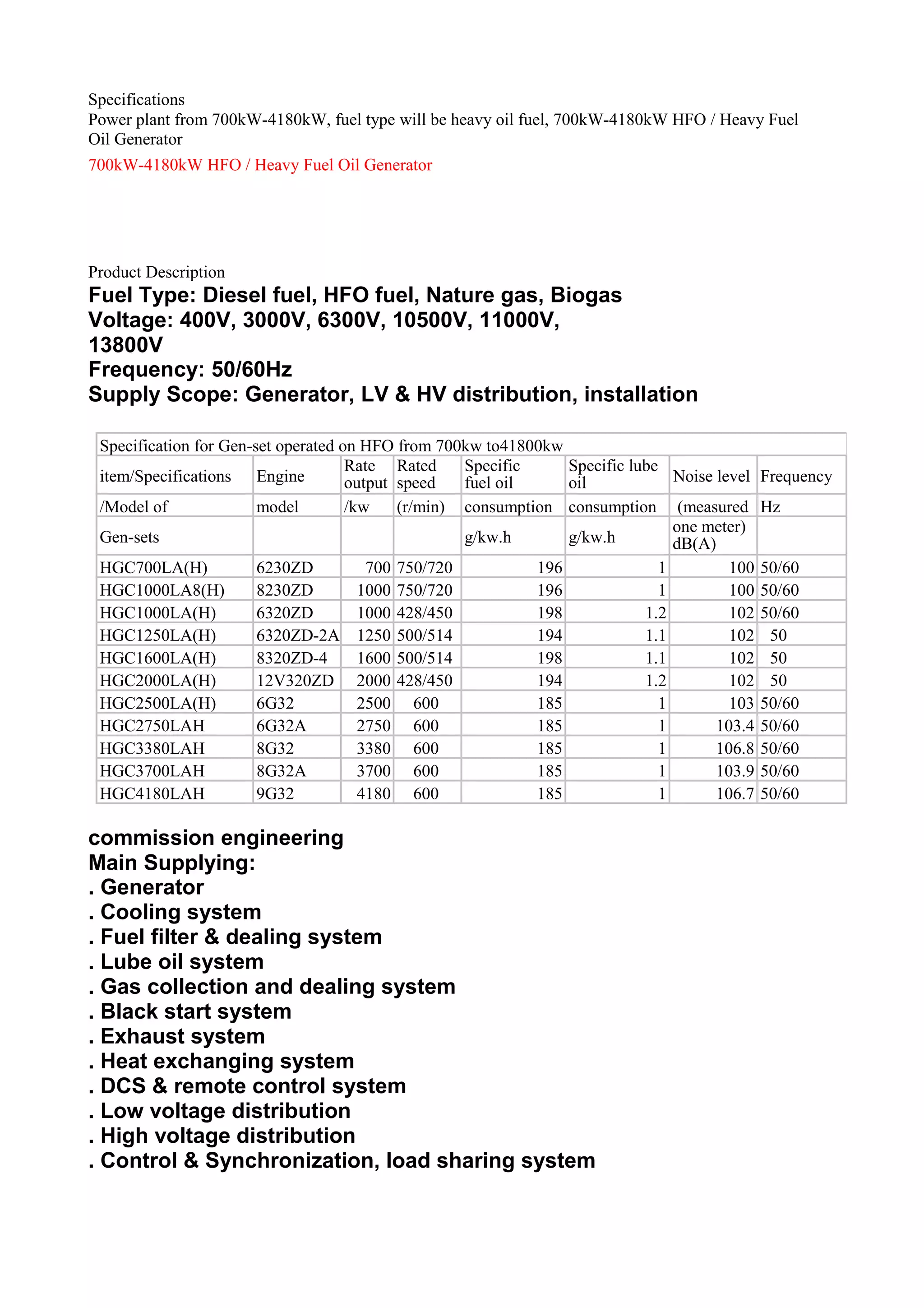 700k w 4180kw hfo heavy fuel oil generator | PDF
