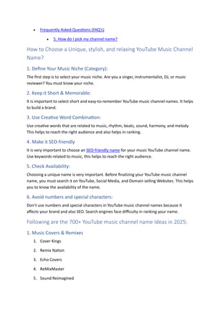 700+ Best YouTube Music Channel Name Ideas in 2025 | Upanishad ...