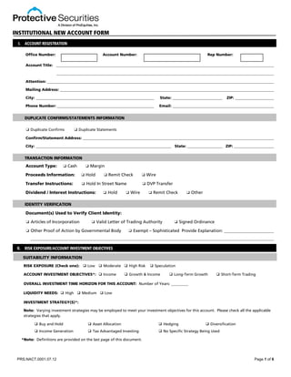 7 01 12 institutional new account form | PDF