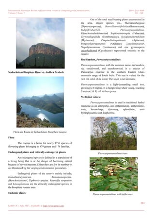 Conservation of fauna of Seshachalam Biosphere Reserve – An overview | PDF