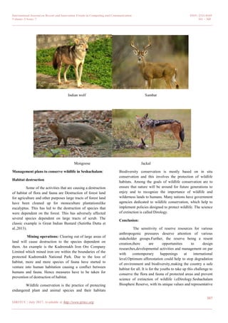 Conservation of fauna of Seshachalam Biosphere Reserve – An overview | PDF