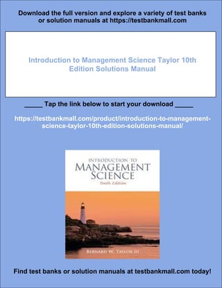 Introduction to Management Science Taylor 10th Edition Solutions Manual ...