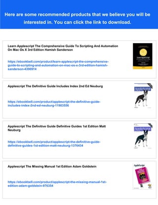 Applescript The Comprehensive Guide To Scripting And Automation On Mac ...