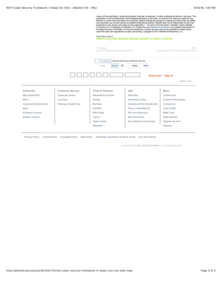 NIST Cyber Security Framework: 4 Steps for CIOs - Deloitte CIO - WSJ | PDF