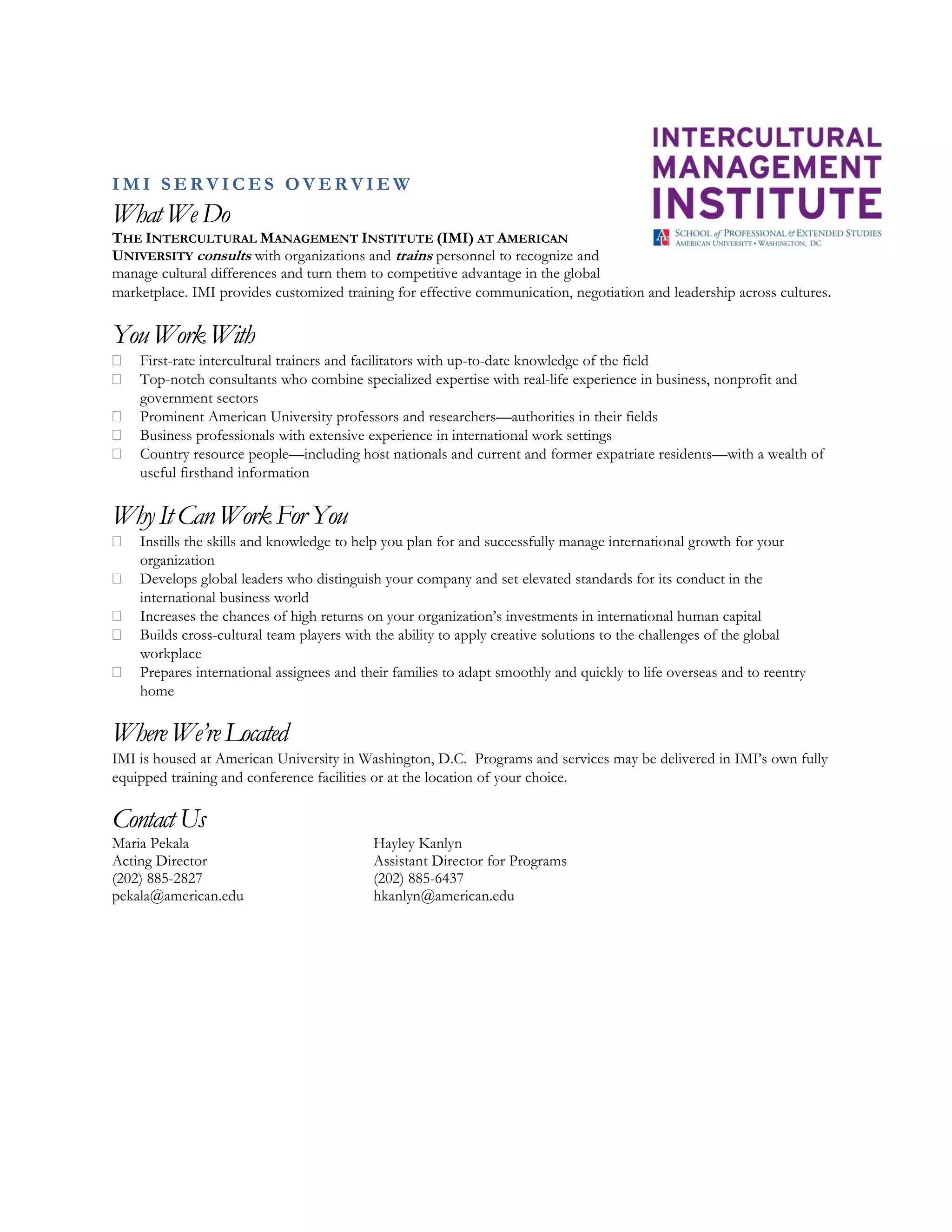 IMI Services Overview | PDF