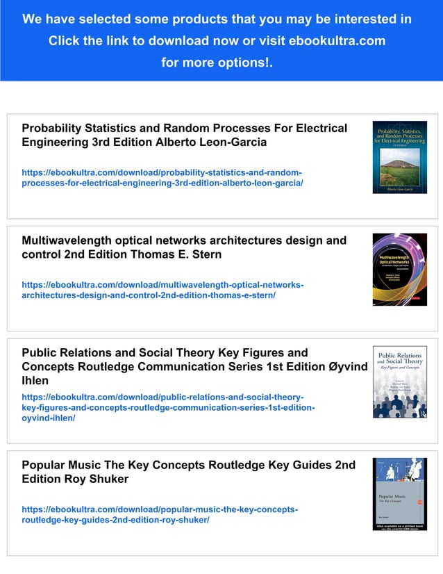 Communication Networks Fundamental Concepts and Key Architectures 2nd Edition Alberto Leon ...