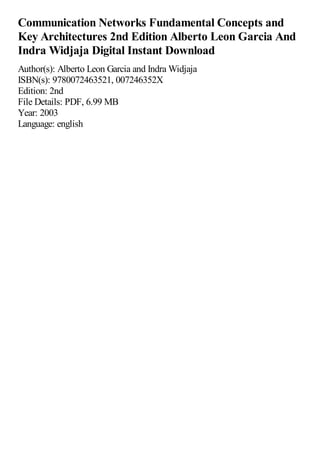 Communication Networks Fundamental Concepts and Key Architectures 2nd ...